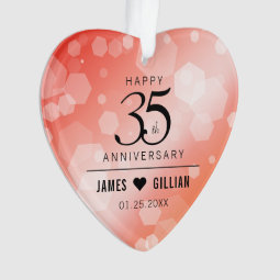 Elegant 35th Coral Wedding Anniversary Ornament | Zazzle