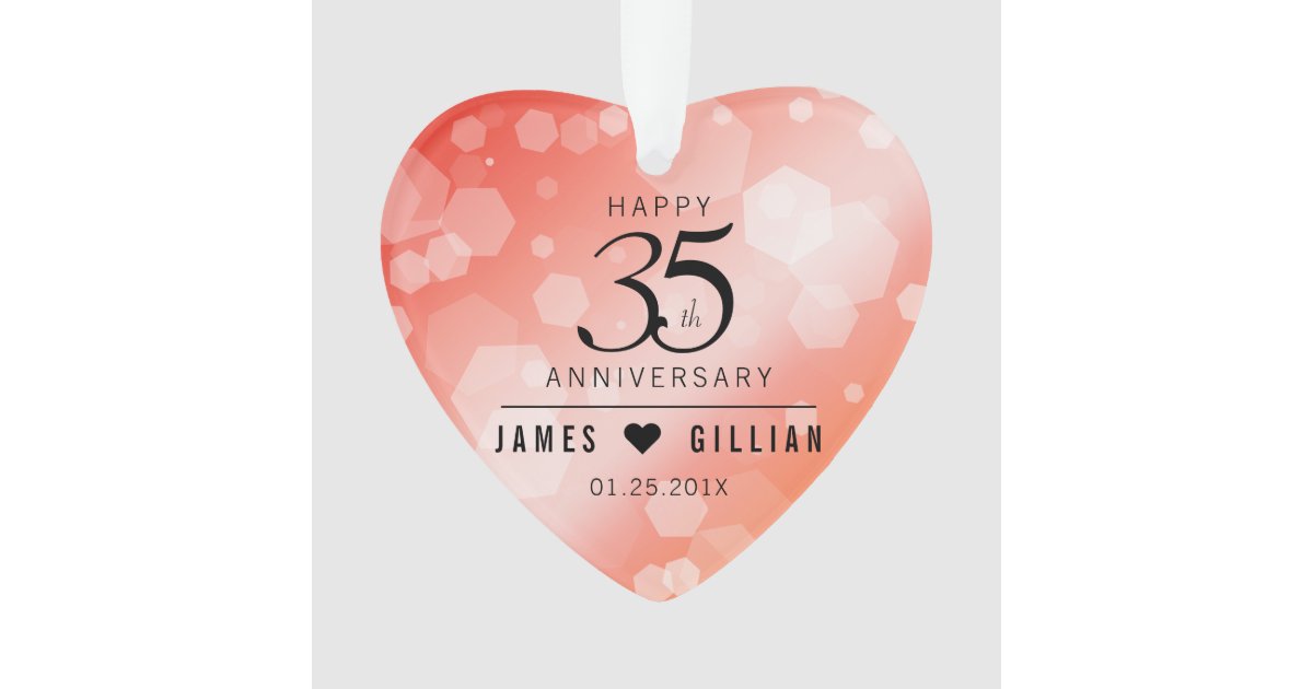 Elegant 35th Coral Wedding Anniversary Ornament | Zazzle.com