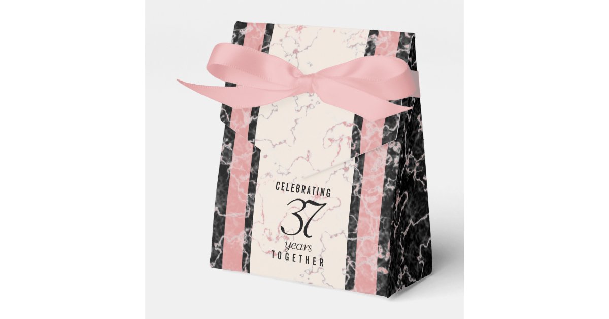 Elegant 37th Alabaster Wedding Anniversary Favor Boxes | Zazzle