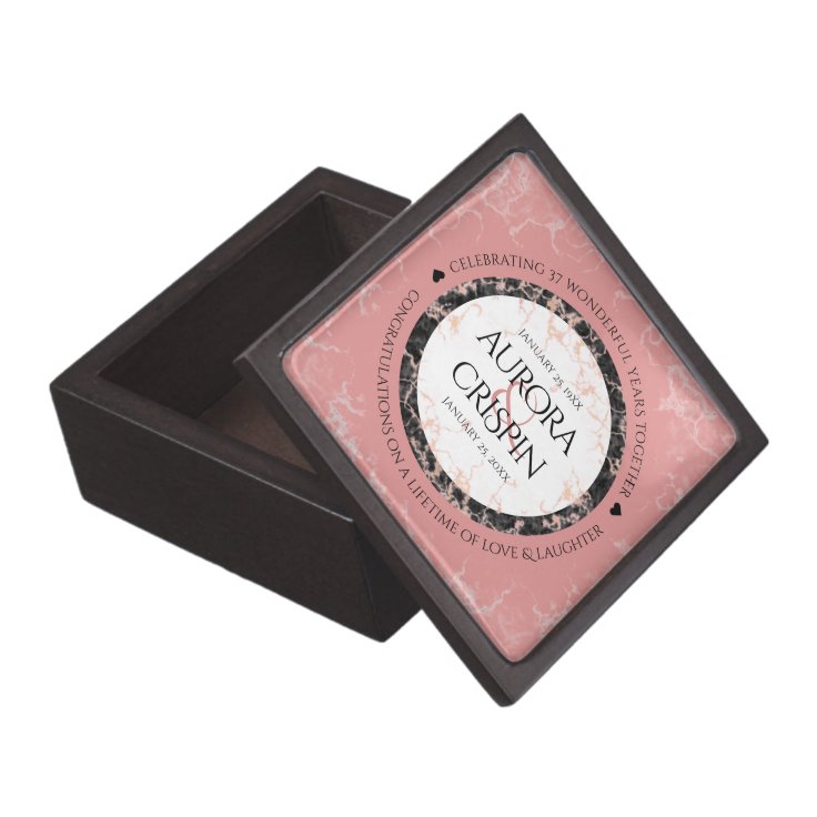 Elegant 37th Alabaster Wedding Anniversary Gift Box | Zazzle