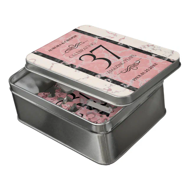 Elegant 37th Alabaster Wedding Anniversary Jigsaw Puzzle | Zazzle