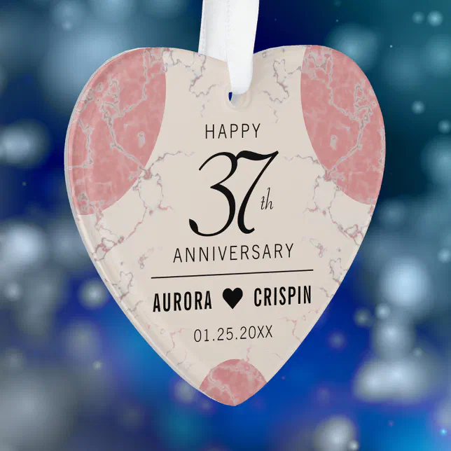 Elegant 37th Alabaster Wedding Anniversary Ornament | Zazzle