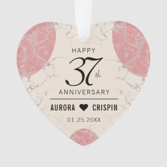 Elegant 37th Alabaster Wedding Anniversary Ornament | Zazzle