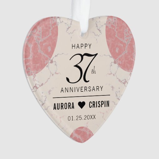Elegant 37th Alabaster Wedding Anniversary Ornament | Zazzle