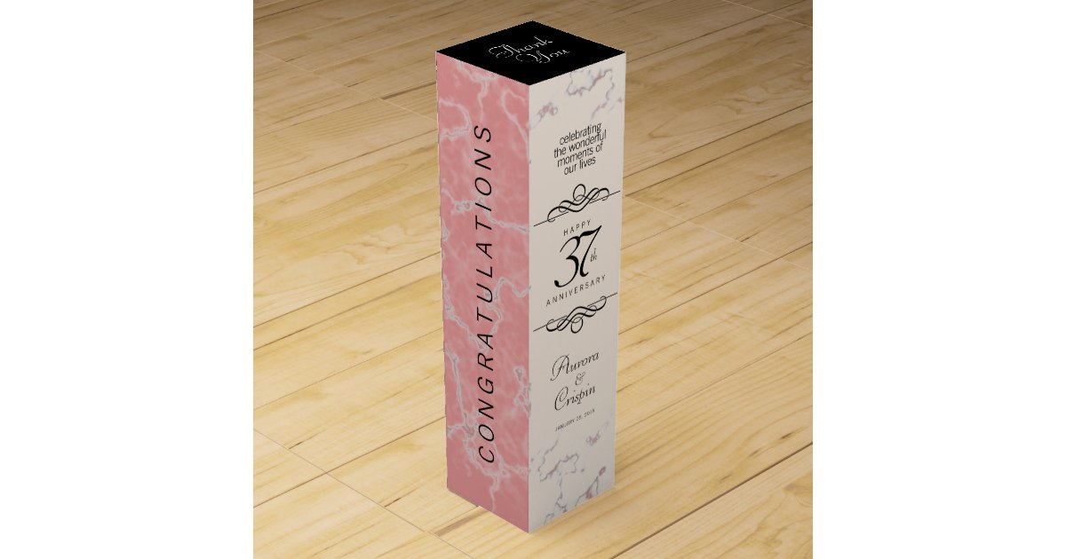 Elegant 37th Alabaster Wedding Anniversary Wine Box | Zazzle