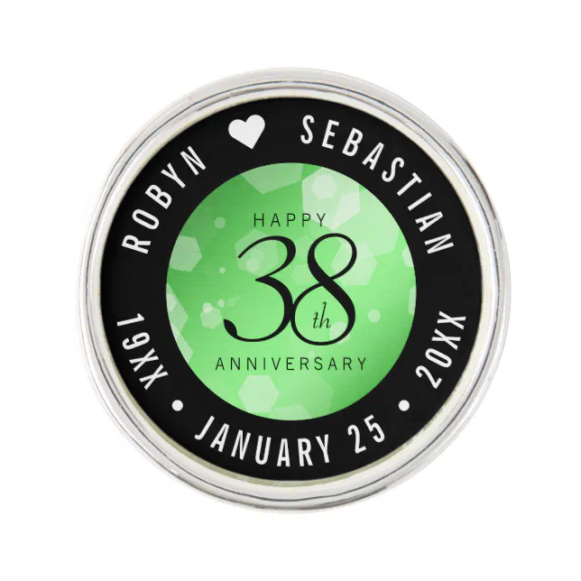 Elegant 38th Emerald Wedding Anniversary Lapel Pin | Zazzle