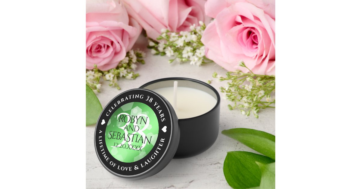 Elegant 38th Emerald Wedding Anniversary Mini Candle Favors | Zazzle