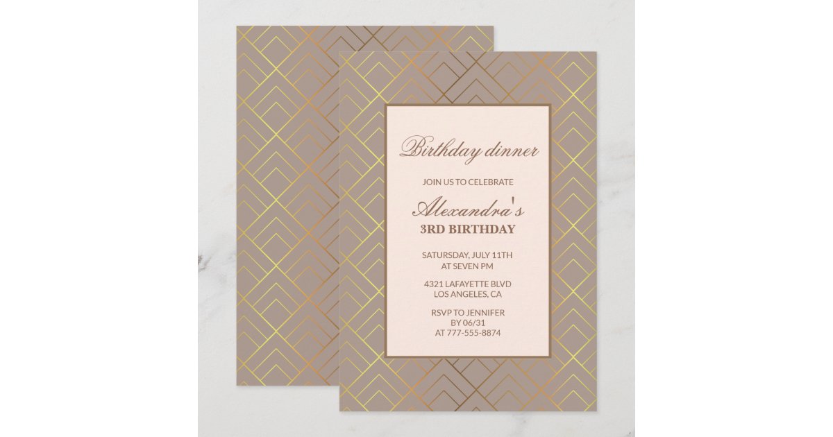 Elegant 3rd birthday invitations Birthday dinner | Zazzle