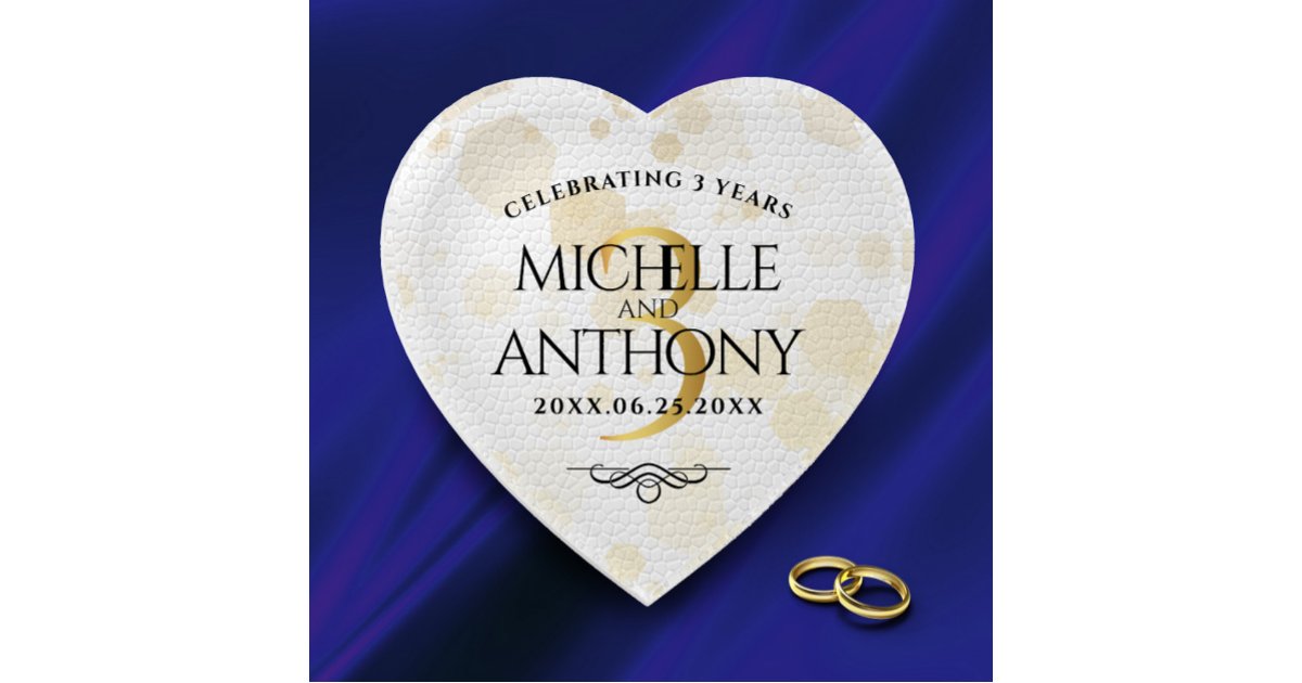 Elegant 3rd Leather Wedding Anniversary Paperweight | Zazzle