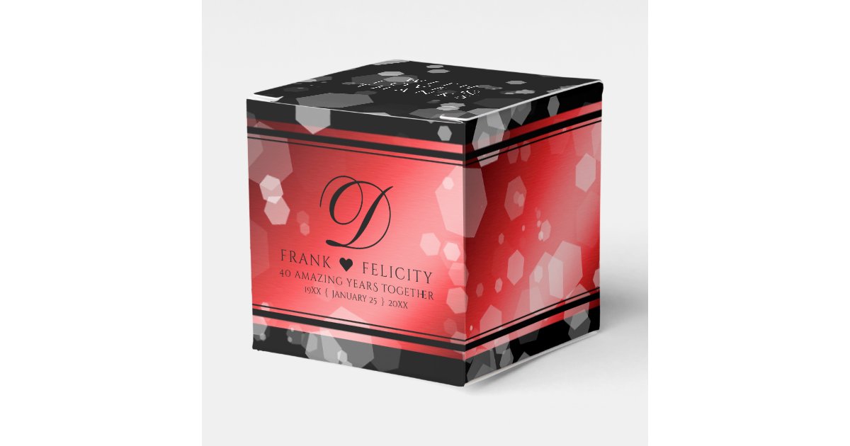 Elegant 40th 80th Ruby Wedding Anniversary Favor Boxes | Zazzle