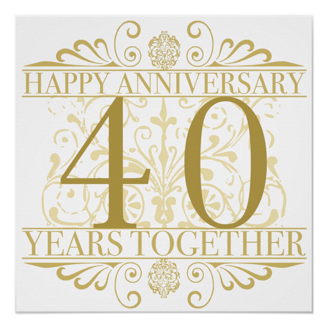 Elegant 40th Anniversary Poster | Zazzle