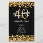 Elegant 40th Birthday Party Program Gold w/ Menu Flyer | Zazzle