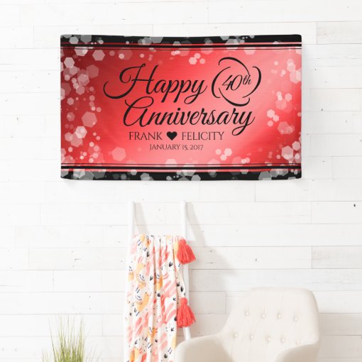 Elegant 40th Ruby Wedding Anniversary Celebration Banner | Zazzle
