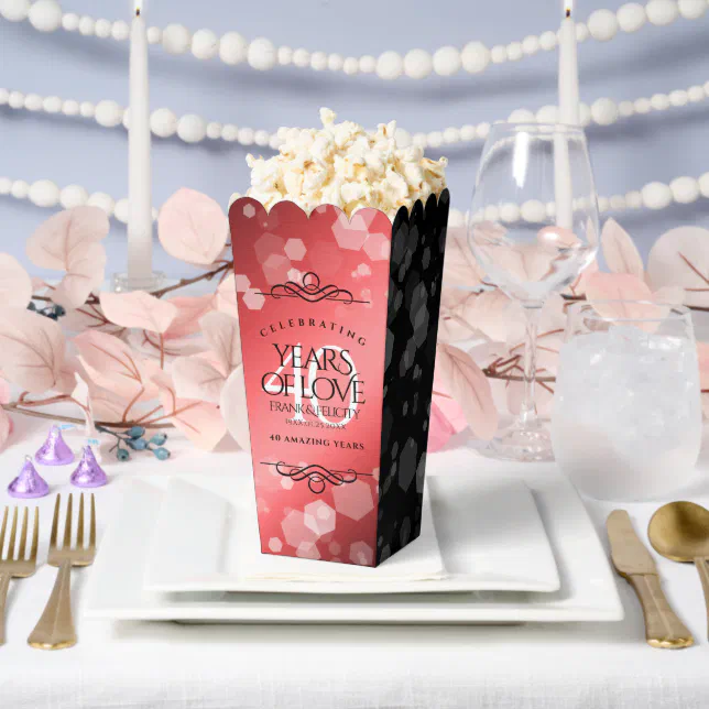 Elegant 40th Ruby Wedding Anniversary Celebration Favor Boxes | Zazzle