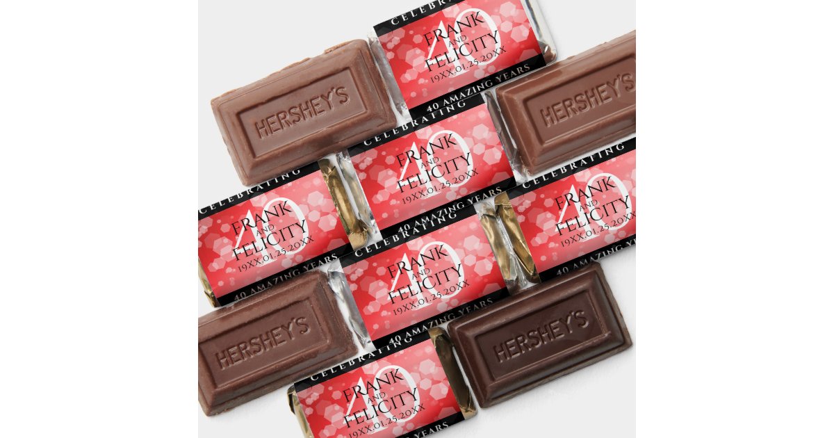 Elegant 40th Ruby Wedding Anniversary Celebration Hershey's Miniatures ...