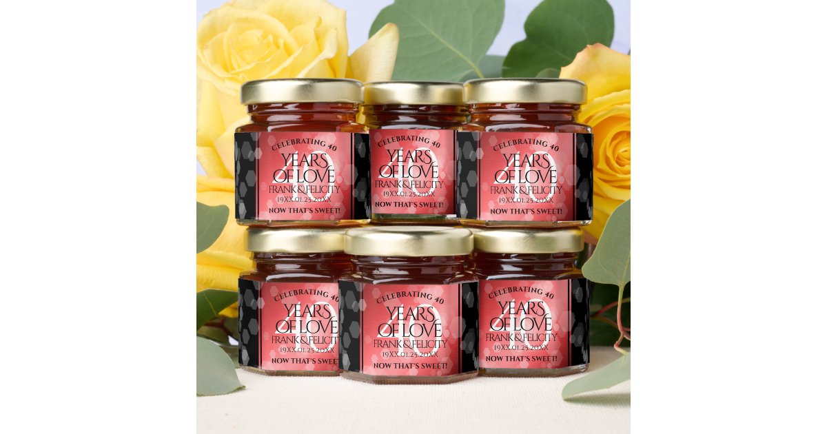Elegant 40th Ruby Wedding Anniversary Celebration Honey Jar Favors | Zazzle