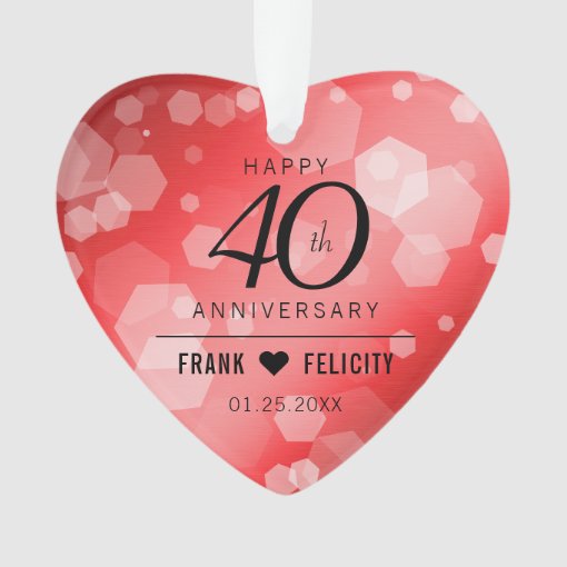 Elegant 40th Ruby Wedding Anniversary Celebration Ornament | Zazzle