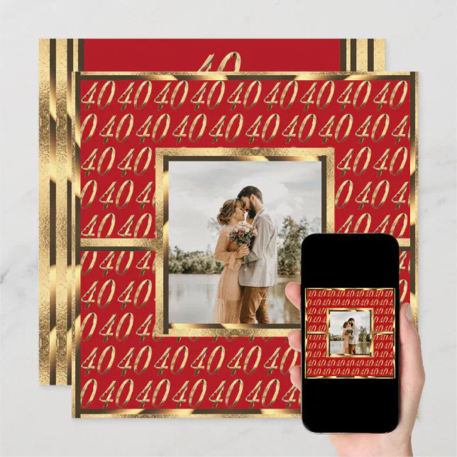 Elegant 40th Wedding Ruby Anniversary Invitation | Zazzle