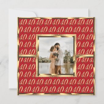 Elegant 40th Wedding Ruby Anniversary Invitation | Zazzle