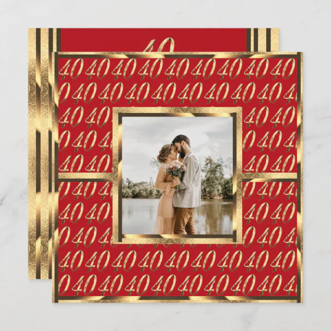 Elegant 40th Wedding Ruby Anniversary Invitation | Zazzle