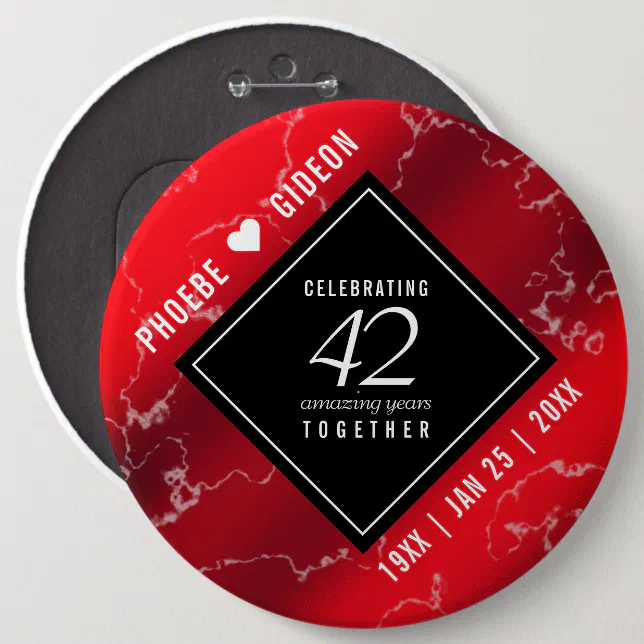Elegant 42nd Jasper Wedding Anniversary Button | Zazzle