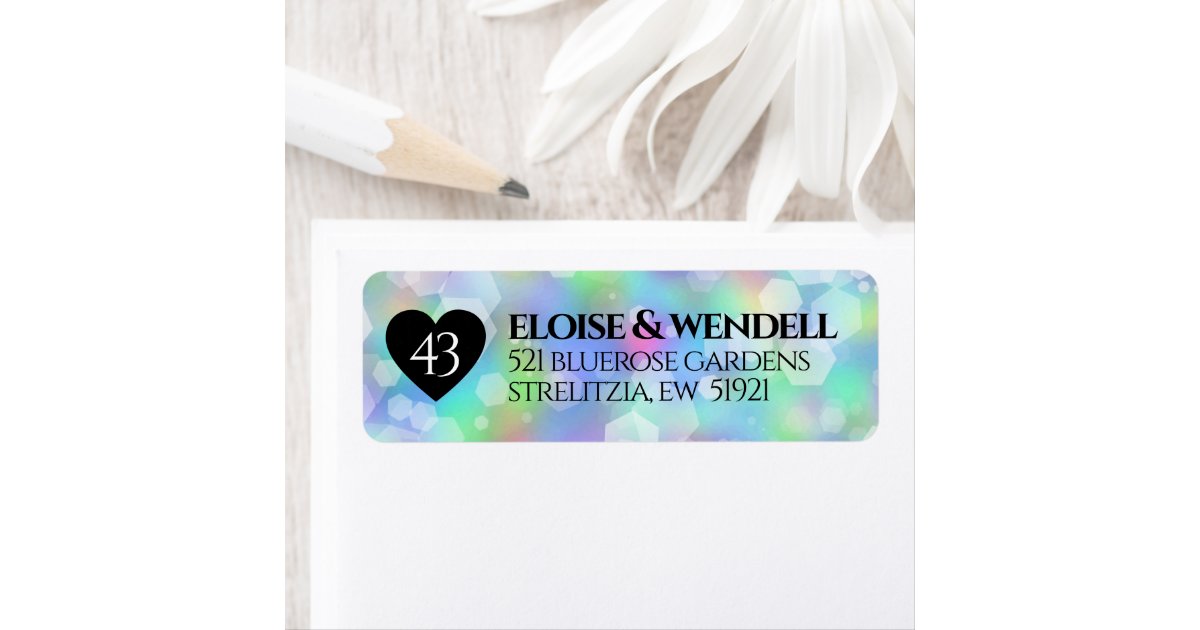 Elegant 43rd Opal Wedding Anniversary Celebration Label | Zazzle