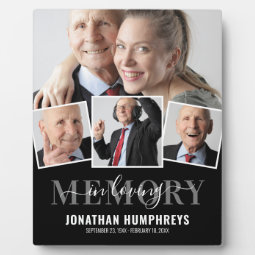 Elegant 4 Photo Memorial Tribute Plaque | Zazzle