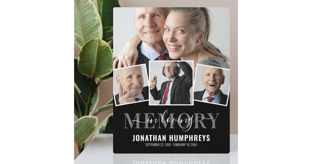 Elegant 4 Photo Memorial Tribute Plaque | Zazzle