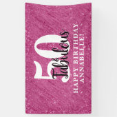 Elegant 50 and Fabulous Pink Sparkle 50th Birthday Banner | Zazzle