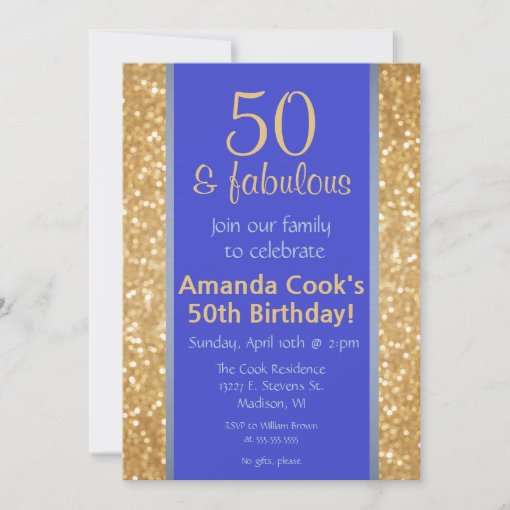 Elegant 50 & Fabulous 50th Birthday Invitation | Zazzle