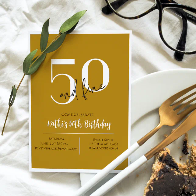 Elegant 50th Birthday Gold Birthday Invitation | Zazzle