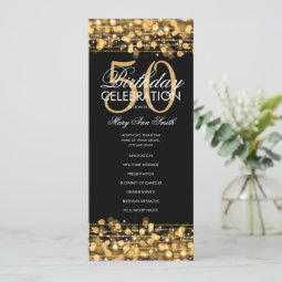 Elegant 50th Birthday Party Program Gold w/ Menu | Zazzle