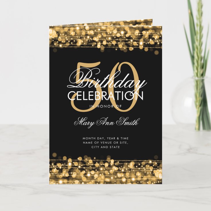 Elegant 50th Birthday Party Program Gold w/ Menu | Zazzle