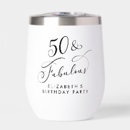 Elegant 50th Birthday Party Thermal Wine Tumbler | Zazzle