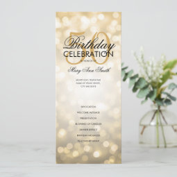 Elegant 50th Birthday Program Lights Gold w/ Menu | Zazzle