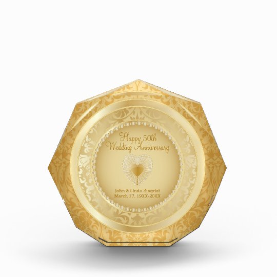 Elegant 50th Gold Wedding Anniversary Acrylic Award | Zazzle.com