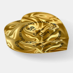 Elegant 50th Golden Wedding Anniversary Paperweight | Zazzle