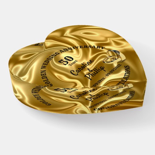 Elegant 50th Golden Wedding Anniversary Paperweight | Zazzle