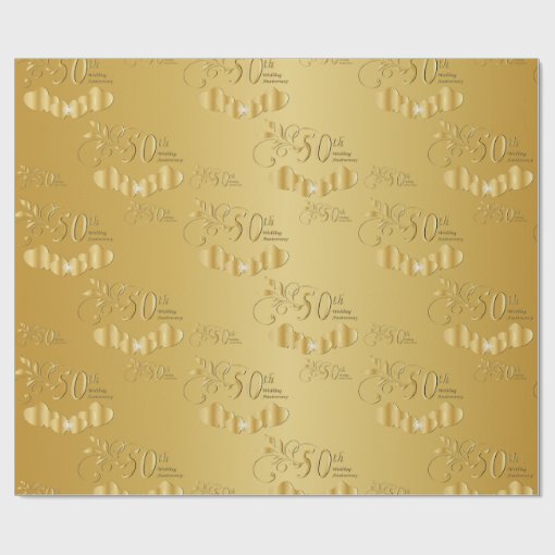 Elegant 50th Golden Wedding Anniversary Wrapping Paper | Zazzle