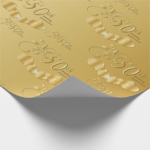 Elegant 50th Golden Wedding Anniversary Wrapping Paper | Zazzle