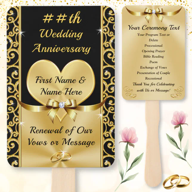 Elegant, 50th Wedding Anniversary Ceremony Program Hand Fan | Zazzle