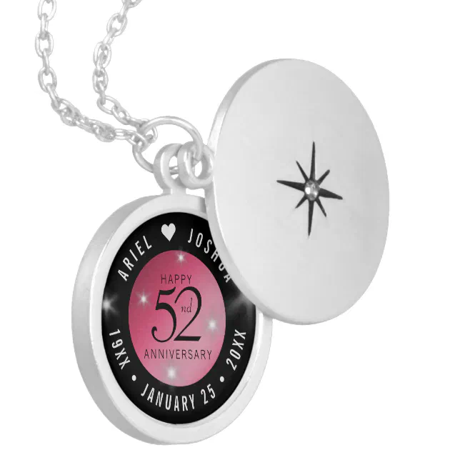Elegant 52nd Star Ruby Wedding Anniversary Locket Necklace | Zazzle