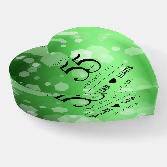 Elegant 55th Emerald Wedding Anniversary Paperweight | Zazzle