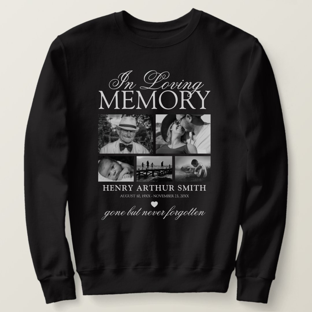 Elegant 5 Photo In Loving Memory Sweatshirt | Zazzle