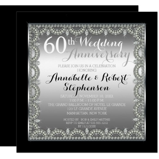 Elegant 60th Silver and Diamonds Anniversary Invitation | Zazzle.com