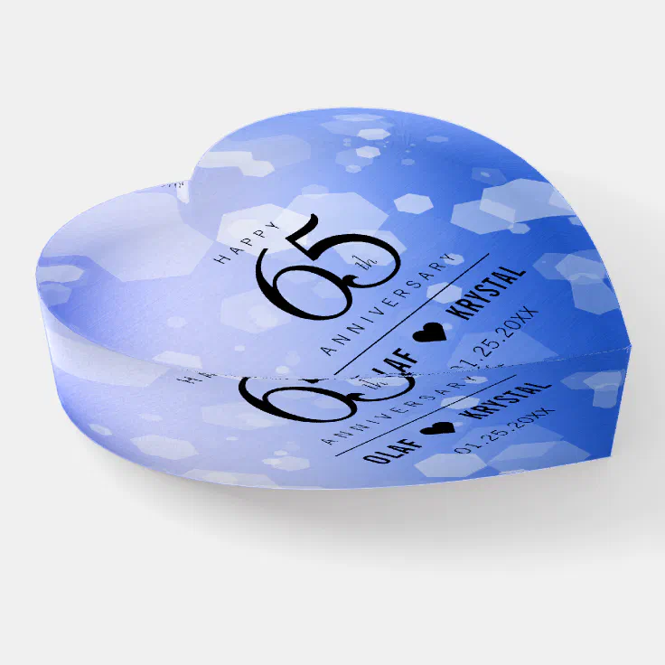 Elegant 65th Blue Sapphire Wedding Anniversary Paperweight | Zazzle