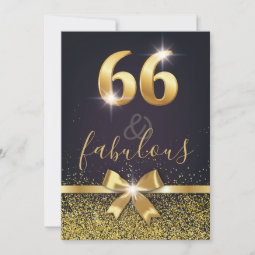 Elegant 66 & Fabulous Gold Glitter 66th Birthday Invitation | Zazzle