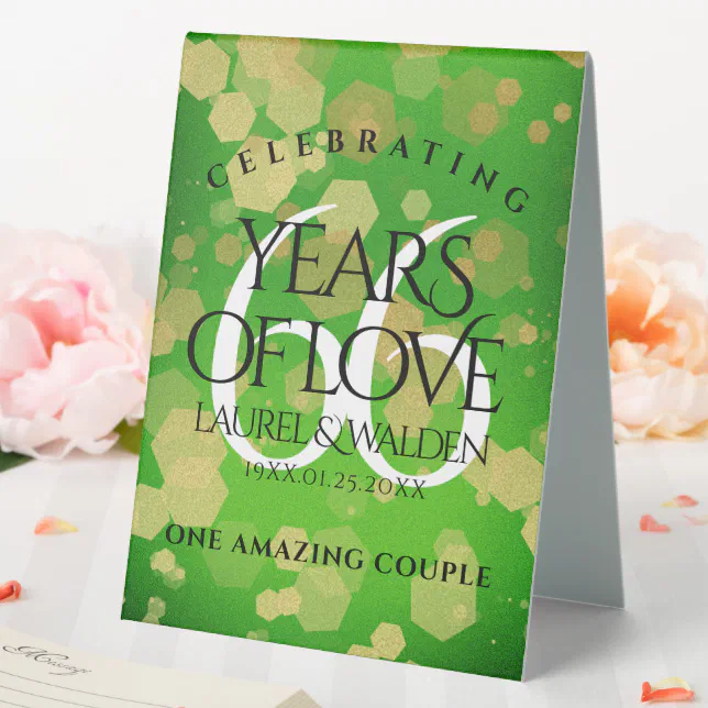 Elegant 66th Titanite Wedding Anniversary Table Tent Sign | Zazzle