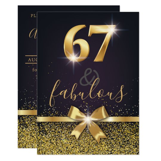 Elegant 67 & Fabulous Gold Glitter 67th Birthday Invitation | Zazzle.com