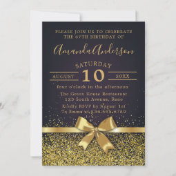 Elegant 67 & Fabulous Gold Glitter 67th Birthday Invitation | Zazzle